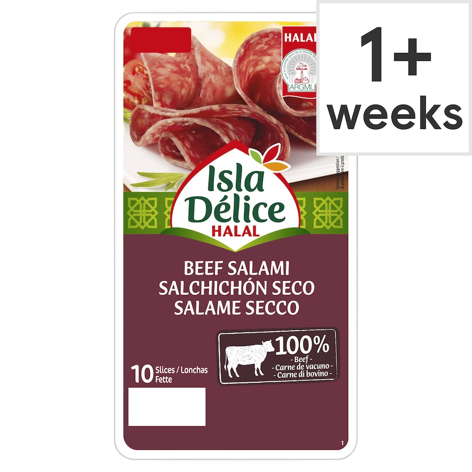 Isla Delice Halal Beef Salami 10 Slices 80g - Tesco Groceries