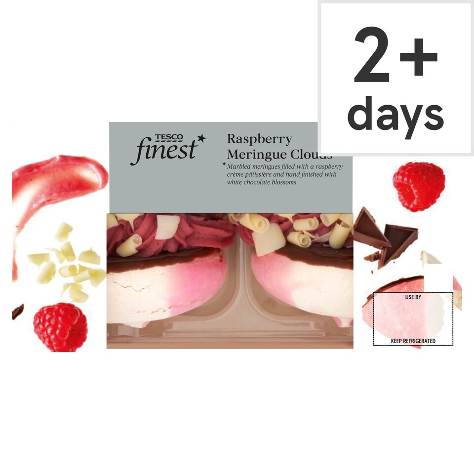 Tesco Finest 2 Raspberry Meringue Clouds 96g - Tesco Groceries