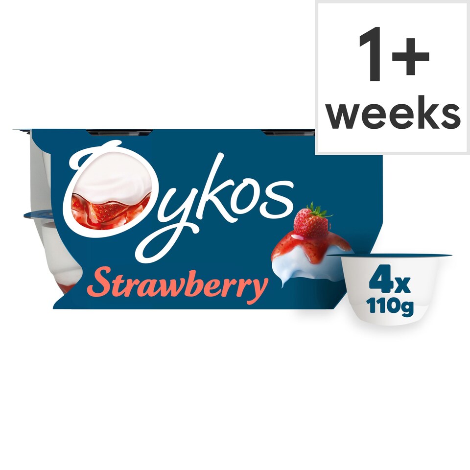 Oykos Strawberry Luxury Greek Style Yoghurt Dessert 4x110g - Tesco ...