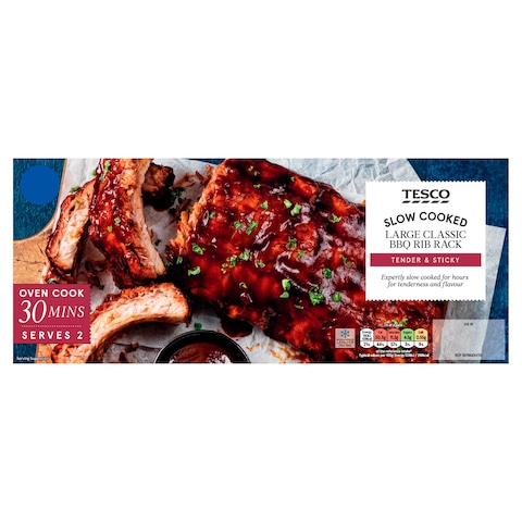 Tesco Slow Cooked Large Classic BBQ Ribs 646g - Tesco Groceries