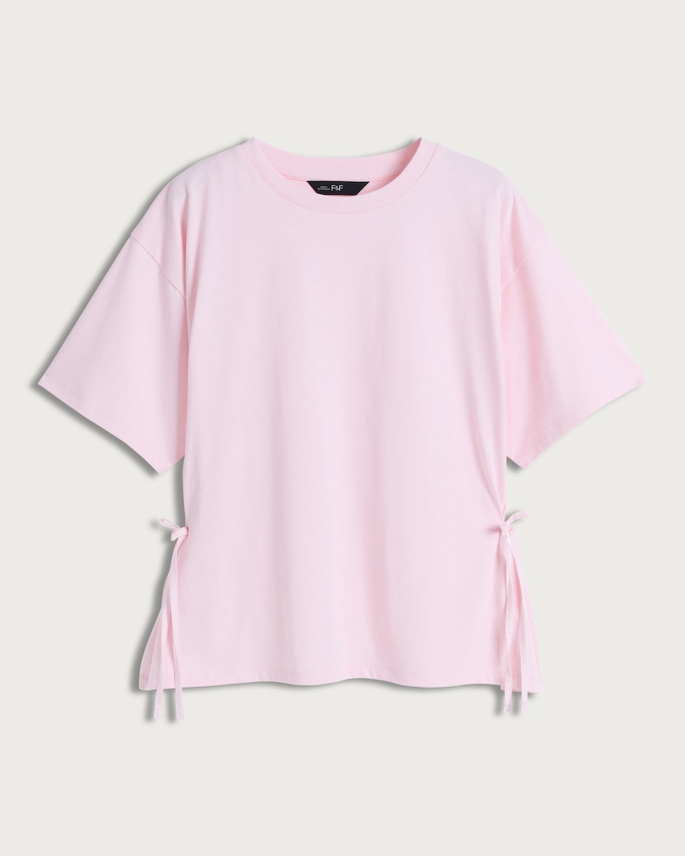 F&F Pure Cotton Side Tie Short Sleeved T-Shirt in Pink - Tesco Groceries
