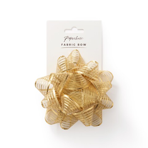 Paperchase ReKrafted Gold Fabric Bow - Tesco Groceries