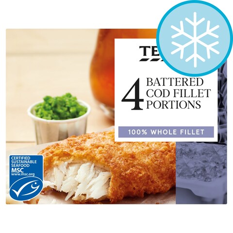 Tesco 4 Battered Cod Fillets 500G - Tesco Groceries