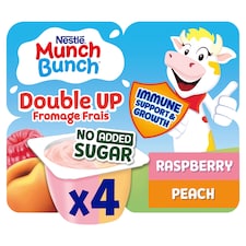 Munch Bunch Double Up Fromage Frais No Added Sugar Raspberry And Peach ...