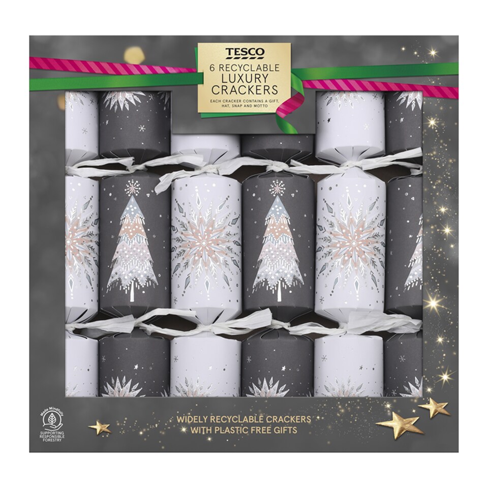 T. Luxury Silver Crackers 6pk - Tesco Groceries