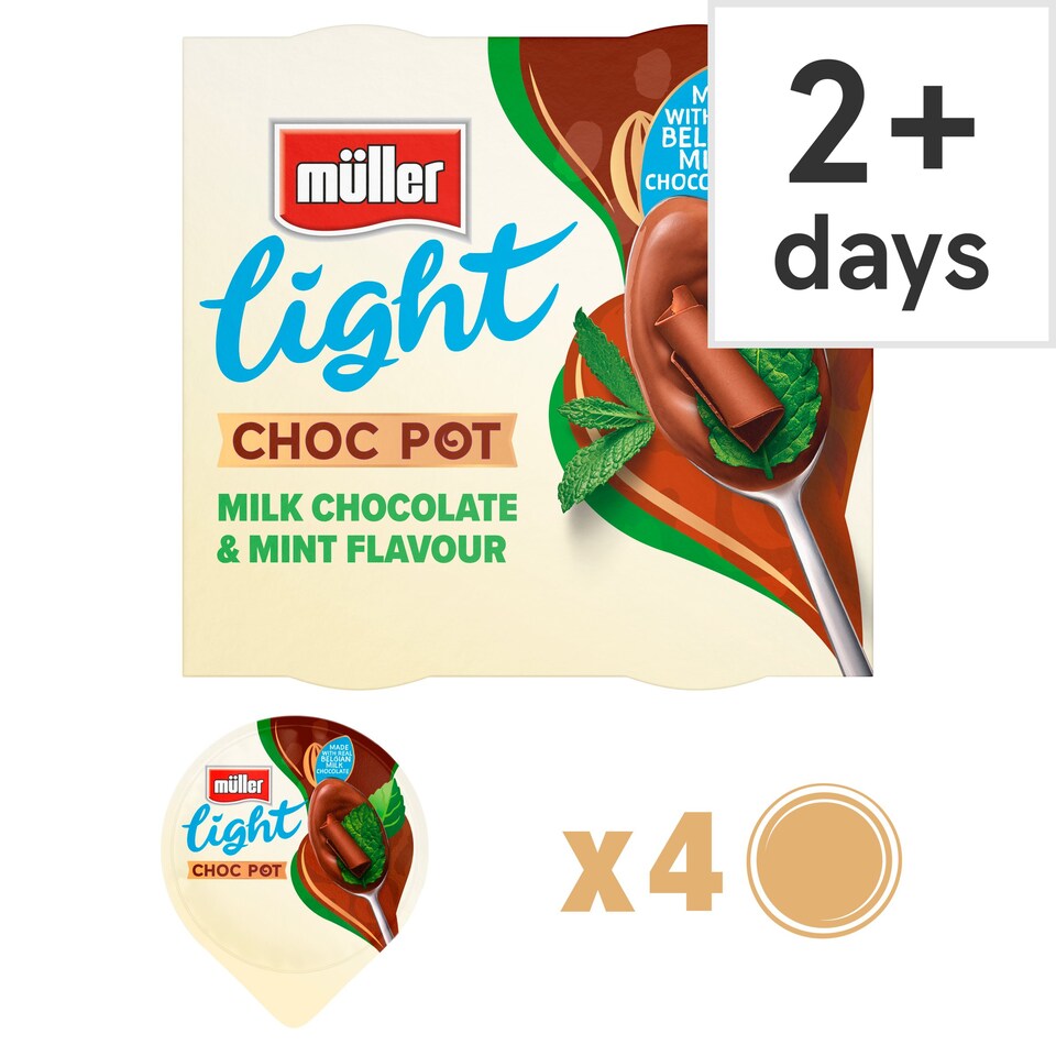 Muller Light Choc Pot Mint Chocolate Desserts 4x80g - Tesco Groceries
