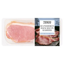 Tesco British Unsmoked Back Bacon Rashers 300g - Tesco Groceries