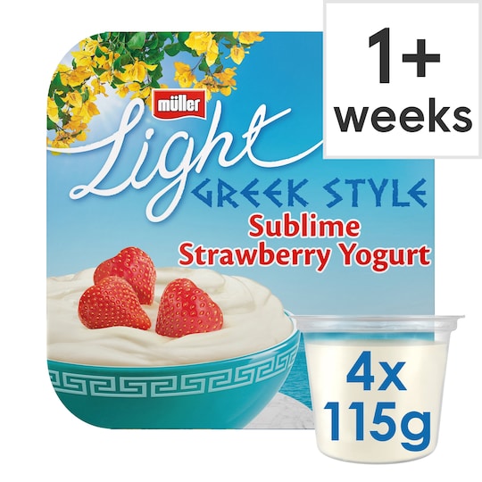 Muller Light Greek Style Strawberry Yogurt 4X115g - Tesco Groceries