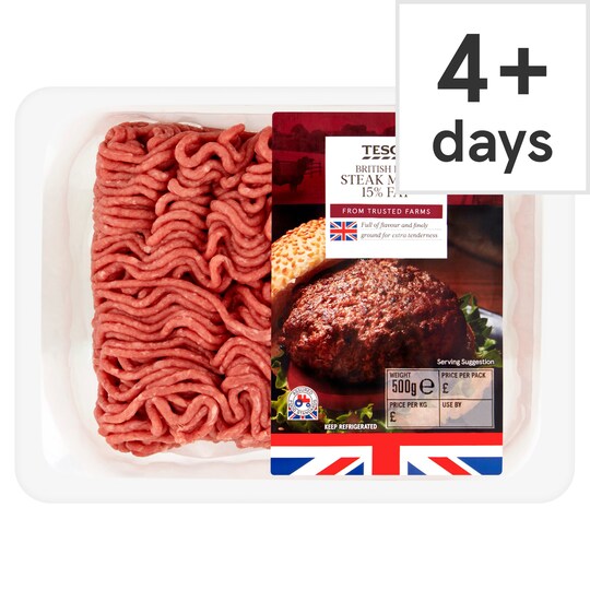 Tesco Beef Steak Mince 500G 15% Fat - Tesco Groceries