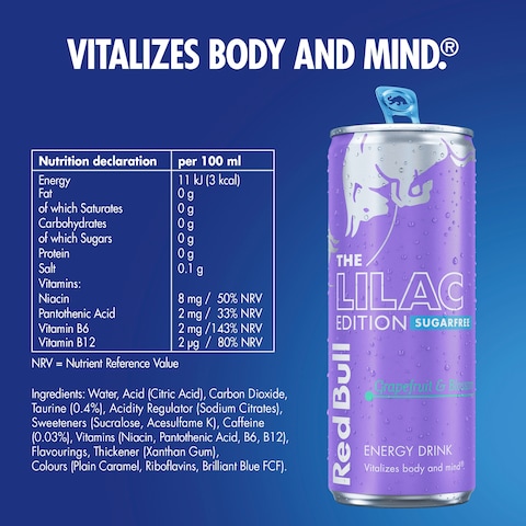 Red Bull Sugar Free Lilac Edition Energy Drink 473ml - Tesco Groceries