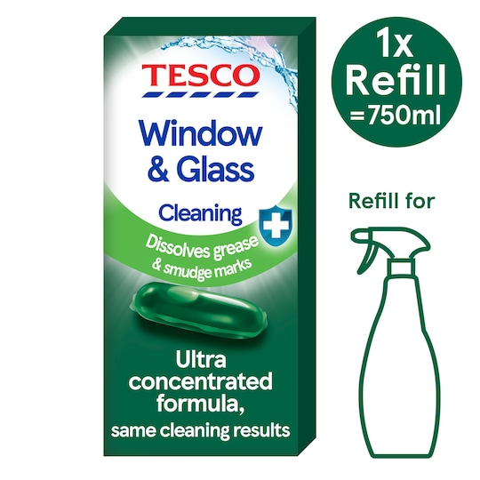 Tesco Window & Glass Cleaning Refill 9Ml - Tesco Groceries