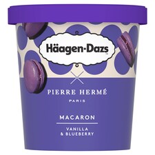 Haagen-Dazs Macaron Vanilla Blueberry Ice Cream 420ml - Tesco Groceries