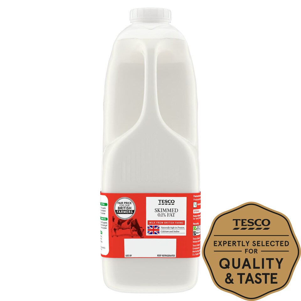 Tesco British Skimmed Milk 2.272L, 4 Pints - Tesco Groceries