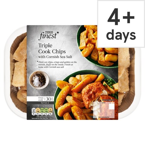 Tesco Finest Triple Cook Chips with Cornish Sea Salt 400g - Tesco Groceries