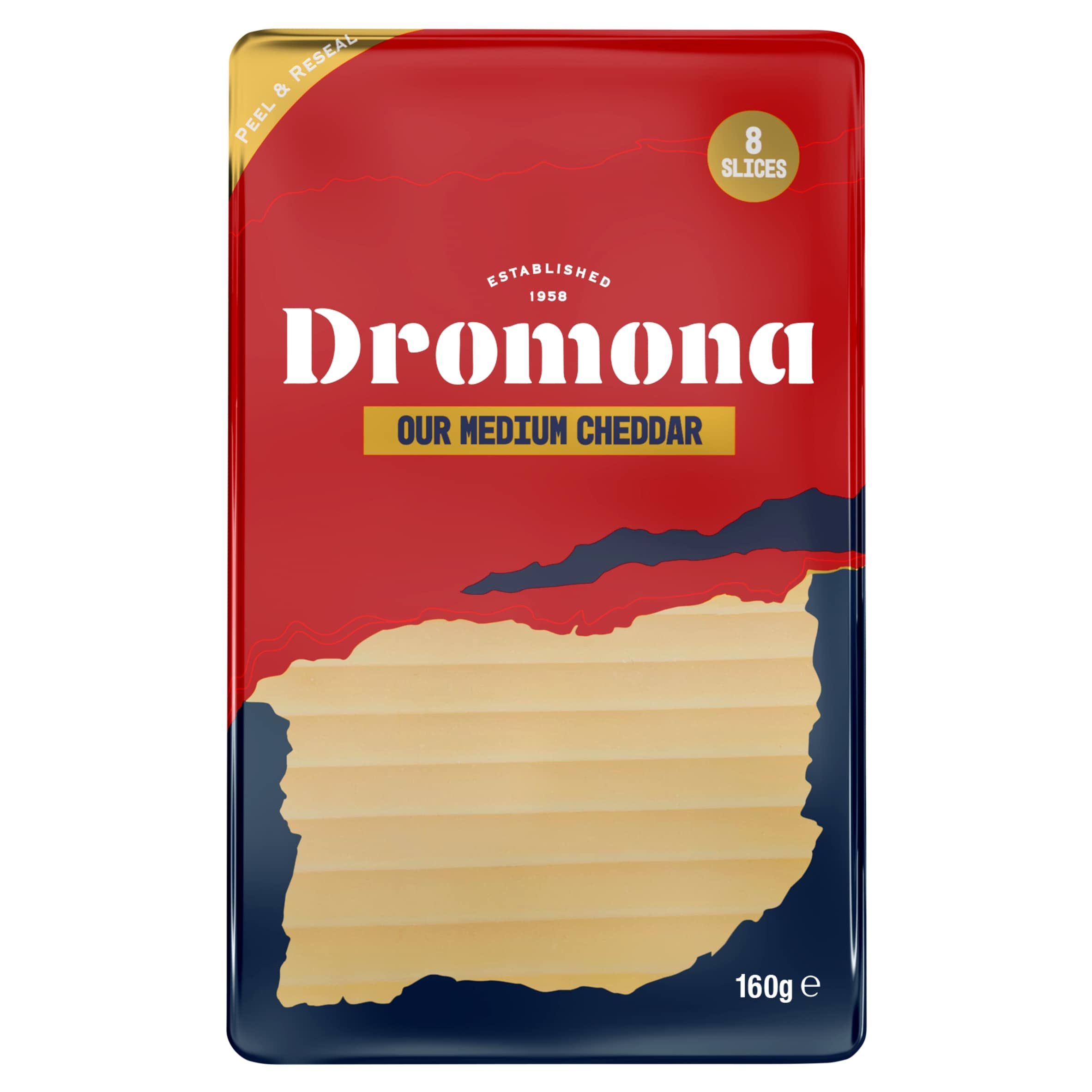 Dromona Sliced Medium Cheddar 160g - Tesco Groceries