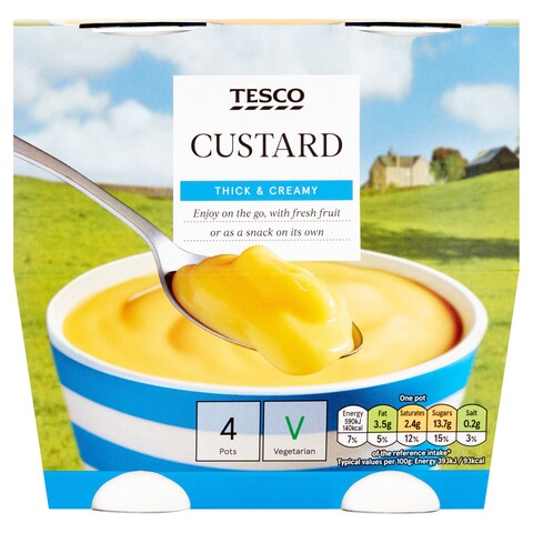 Tesco Ready To Eat Custard 4X150g - Tesco Groceries
