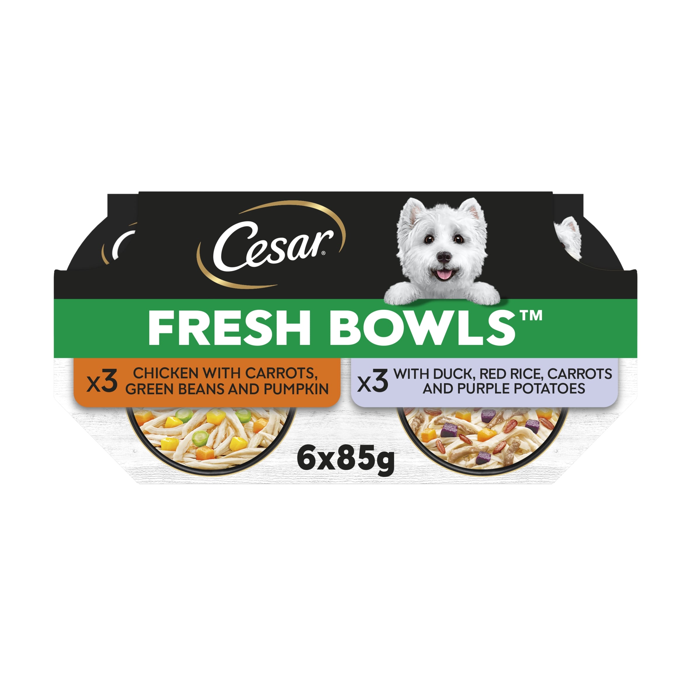 CESAR Wet Dog Food Fresh Bowls mixed selection of Poultry and Fresh ...