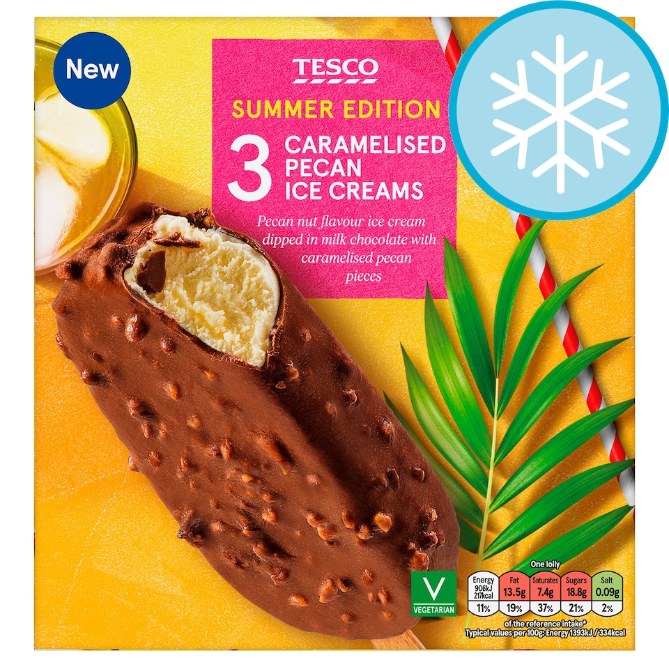 Tesco Caramelised Pecan Ice Creams 3x90ml - Tesco Groceries