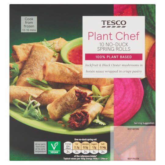 Tesco Plant Chef 10 No Duck Spring Rolls 180G - Tesco Groceries