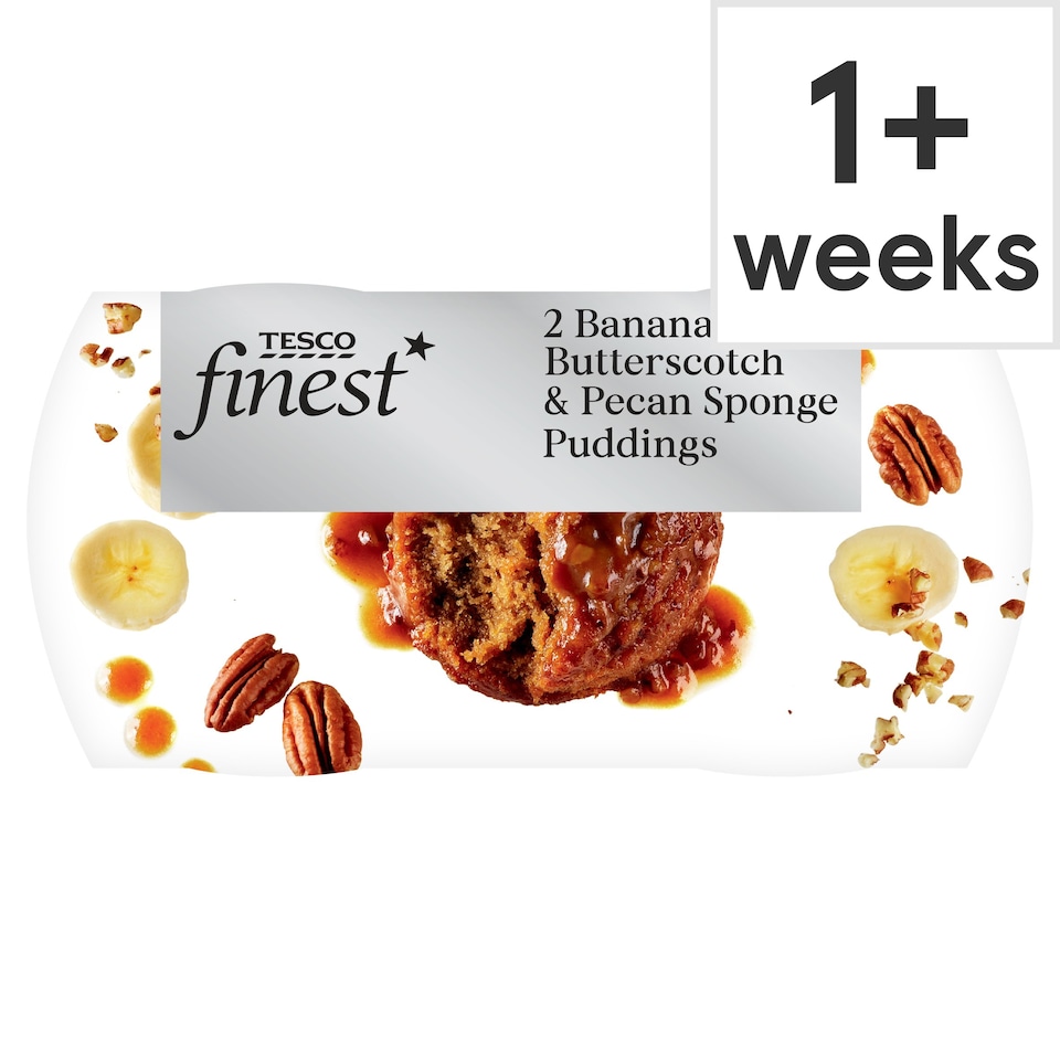 Tesco Finest Banana, Butterscotch & Pecan Sponge Puddings 260g - Tesco ...