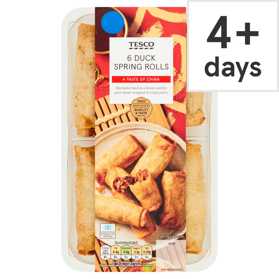 Tesco 6 Duck Spring Rolls 216G - Tesco Groceries