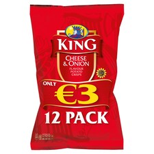 King Crisps Cheese & Onion 12 Pack 25G Pump 3 - Tesco Groceries
