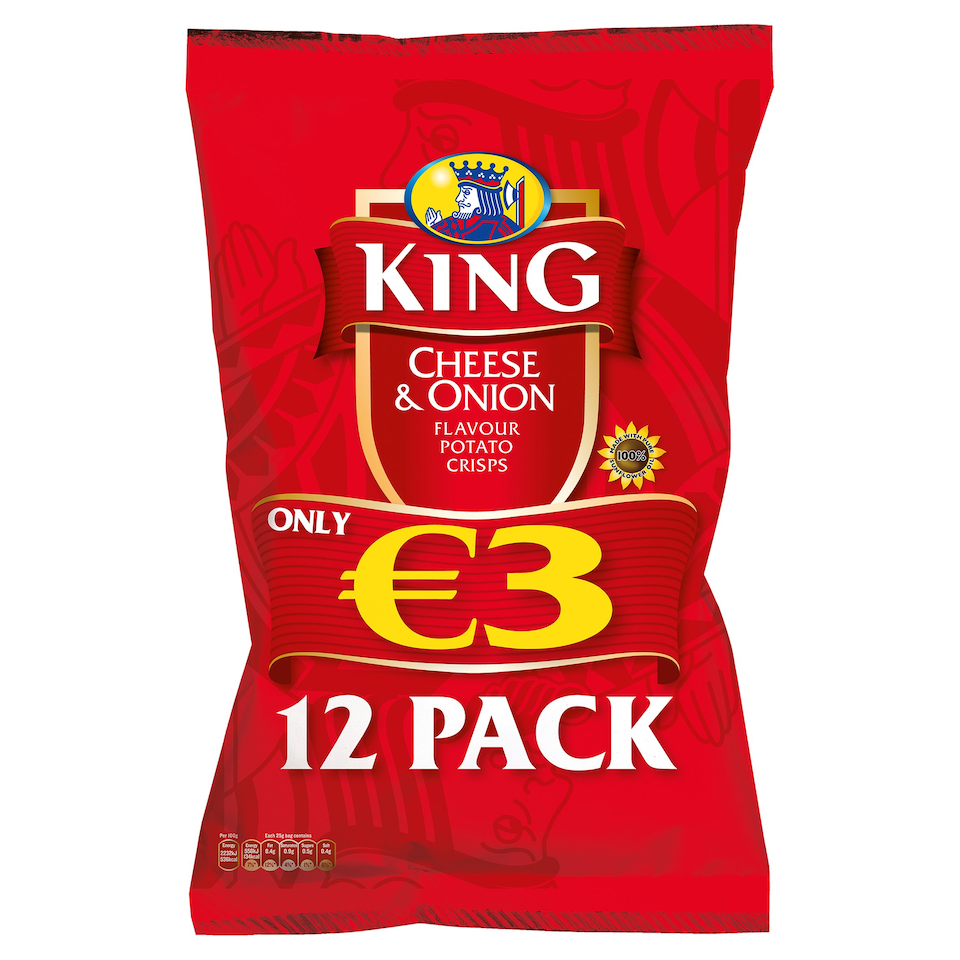 King Crisps Cheese & Onion 12 Pack 25G Pump 3 - Tesco Groceries
