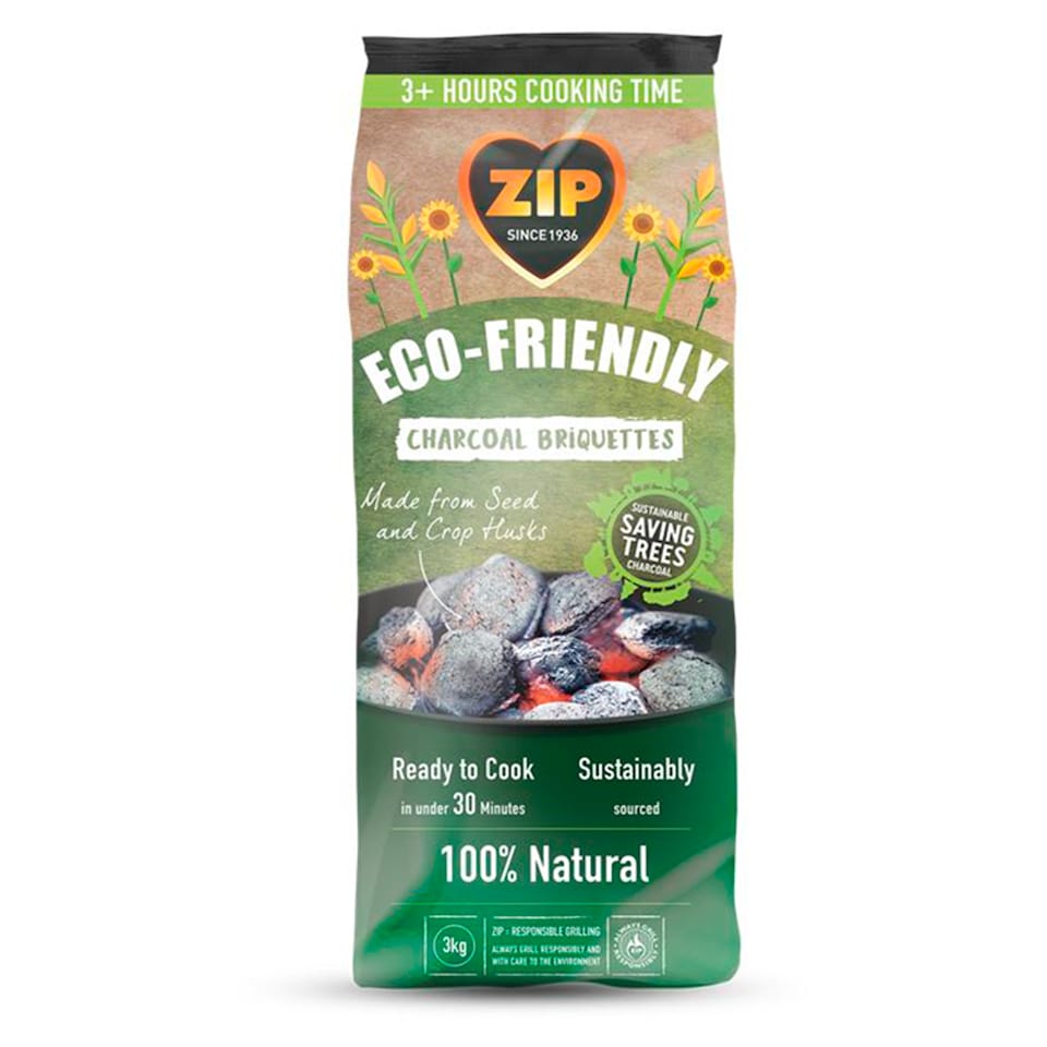 Zip 3Kg Eco-Friendly Charcoal Briquettes - Tesco Groceries