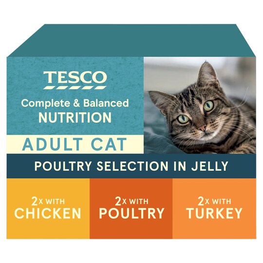 Tesco Adult Cat Poultry Selection In Jelly 6X400g - Tesco Groceries