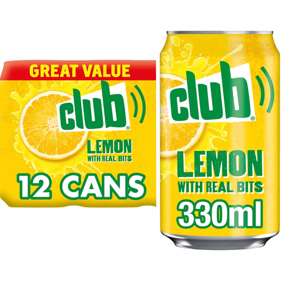Club Lemon With Real Bits Soft Drink 12X330ml - Tesco Groceries