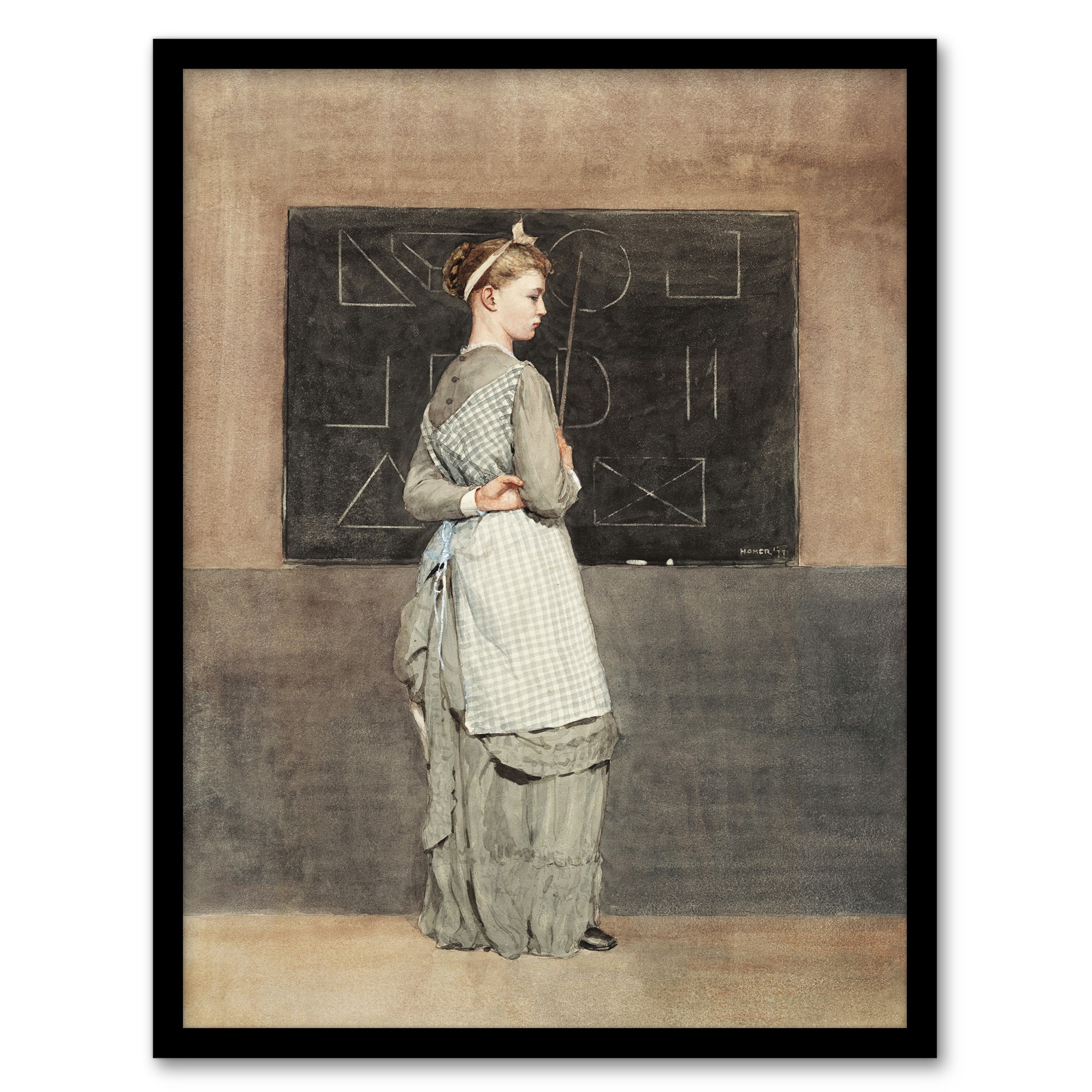 Winslow Homer Teacher with Blackboard Watercolour Framed Wall Art Print ...