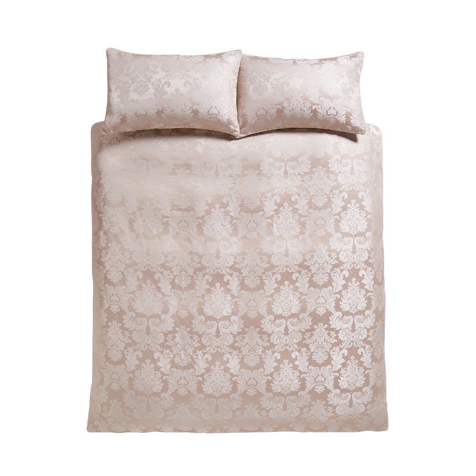 Damask Jacquard Duvet Cover Set | Gold | Champagne Gold | Super King ...