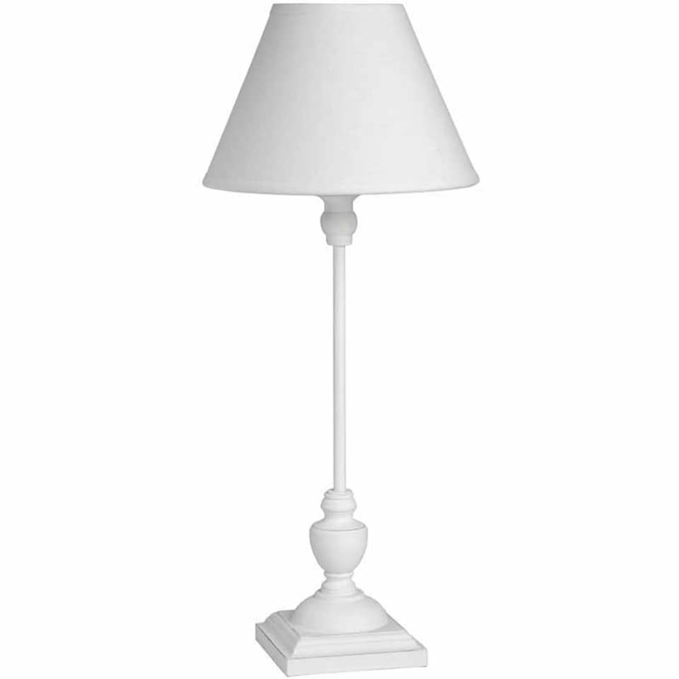 Symi Slim Table Lamp - Linen - Wood - L22 x W22 x H45 cm - White ...