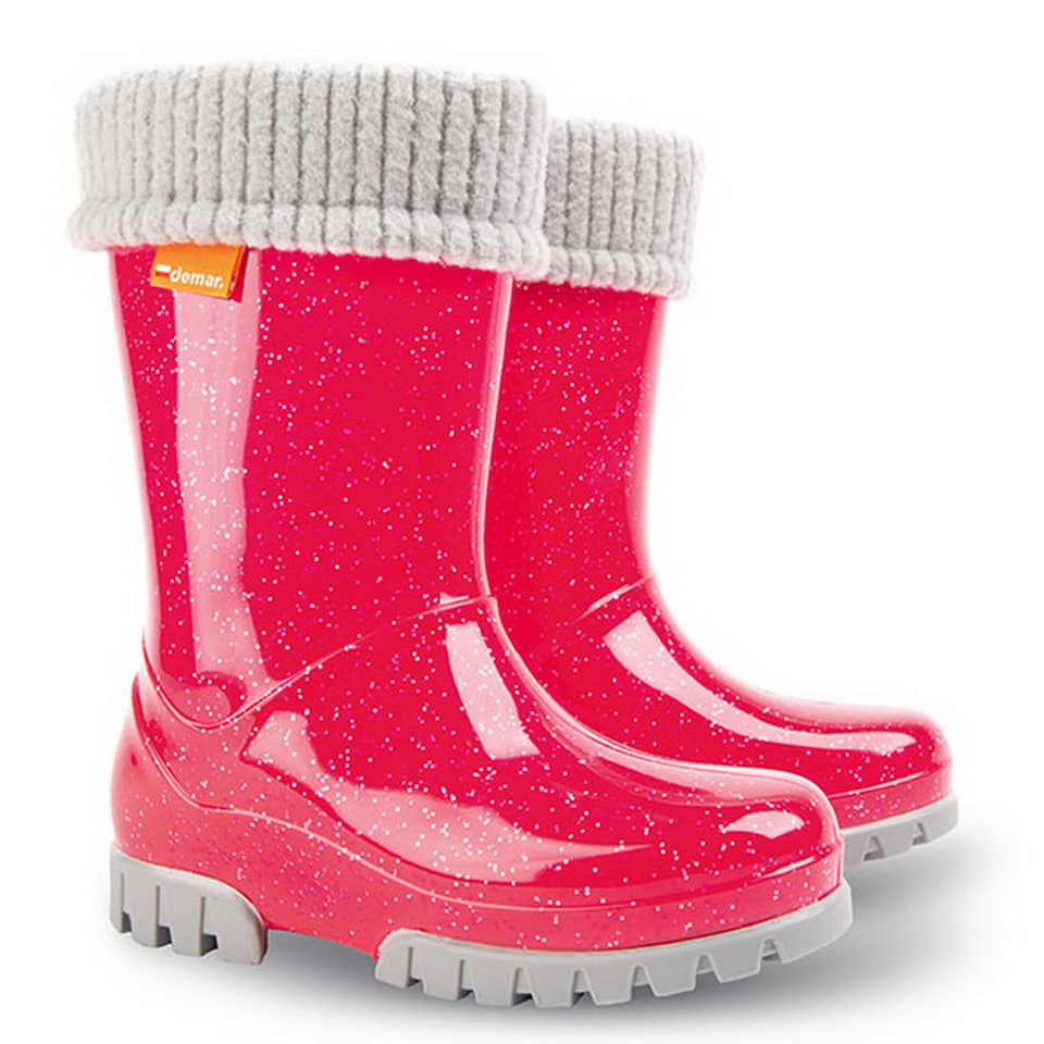Demar Kids Wellington Boots Lined Rain Boots Boys Girls | Pink | Pink ...