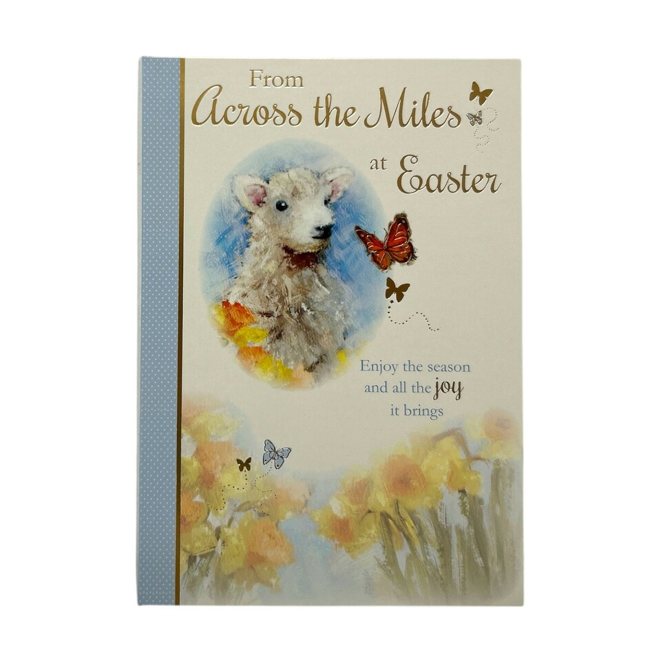 Across The Miles Cute Lamb Floral Design Easter Card - Tesco Groceries