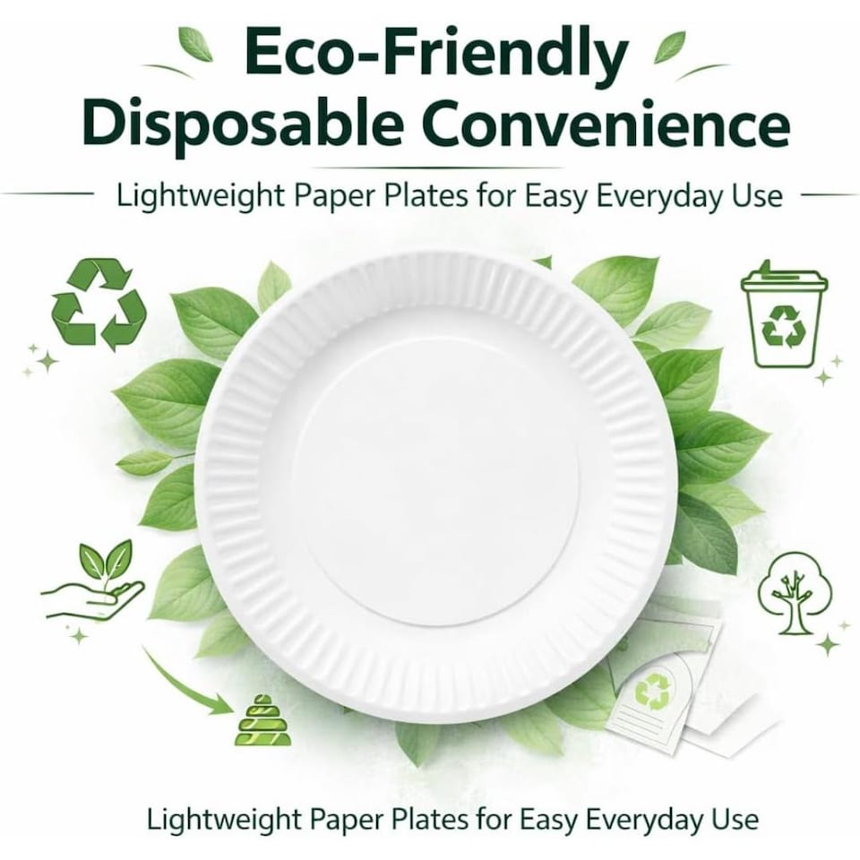 ECONX 6"(15cm) Disposable Paper Plates Heavy Duty Biodegradable Paper ...