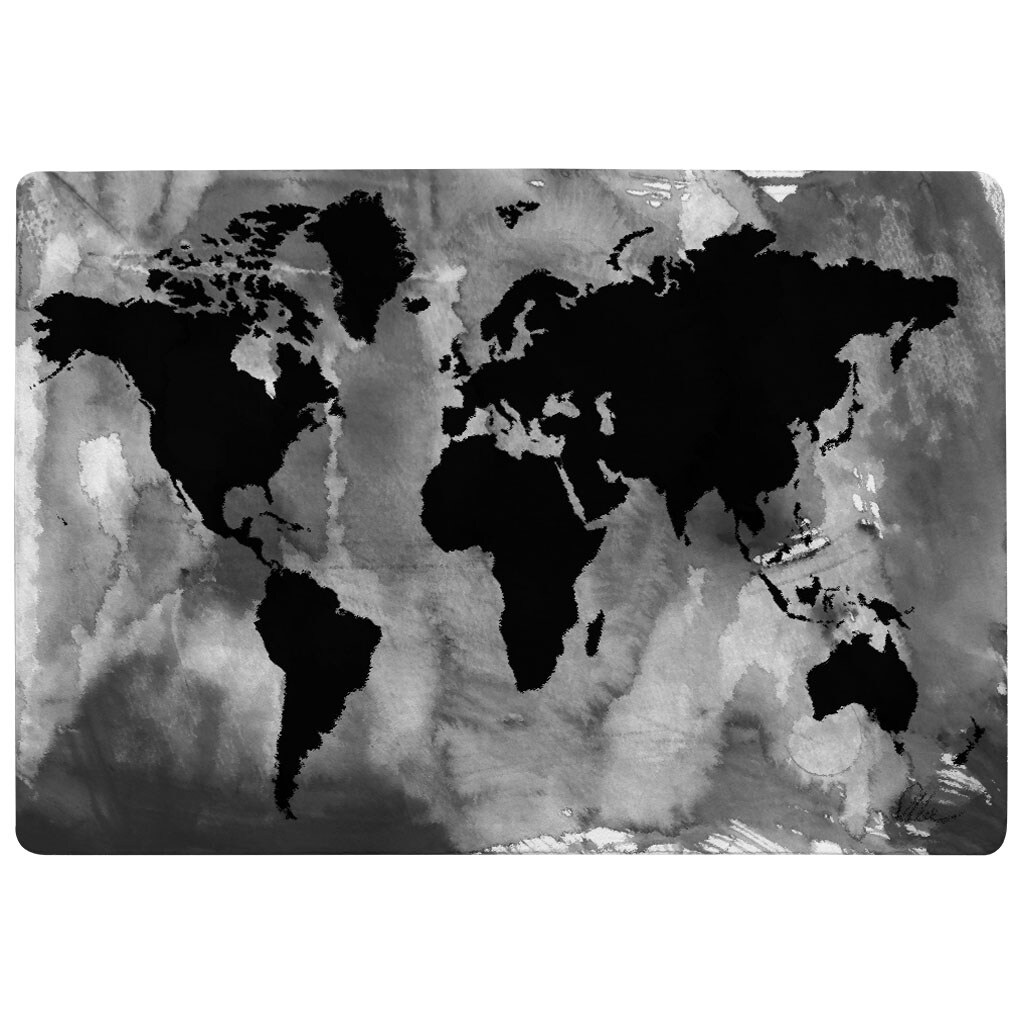 Black And White World Map Rug | Multi - Tesco Groceries