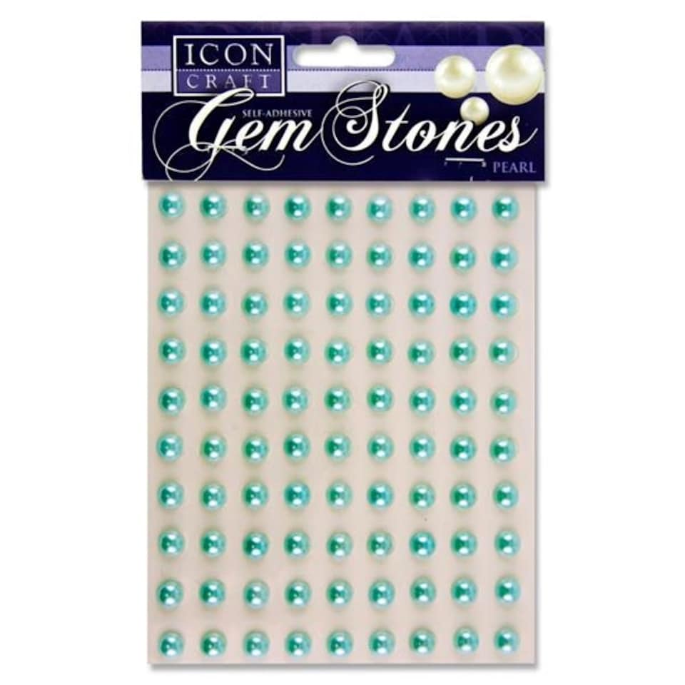 Pack of 90 Pearl Baby Blue Self Adhesive 8mm Gem Stones by Icon Craft ...