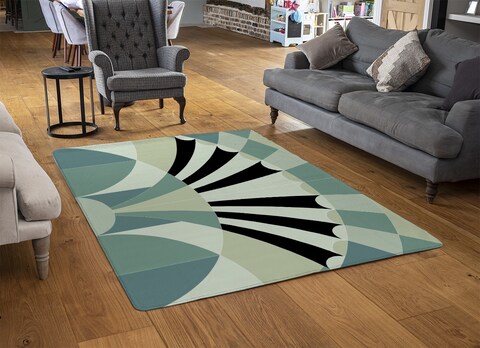 Green Geo Arches Rug | Multi - Tesco Groceries