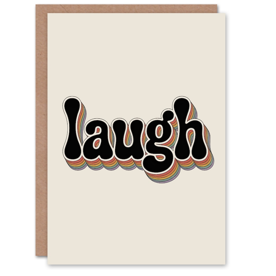 Laugh Colourful Retro Rainbow Font Typography Birthday Greeting Card ...