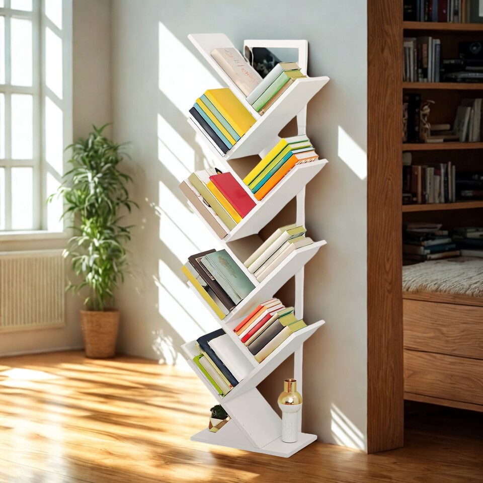 Industrial 9 Tier Tree Free-Standing Book Shelf - Tesco Groceries