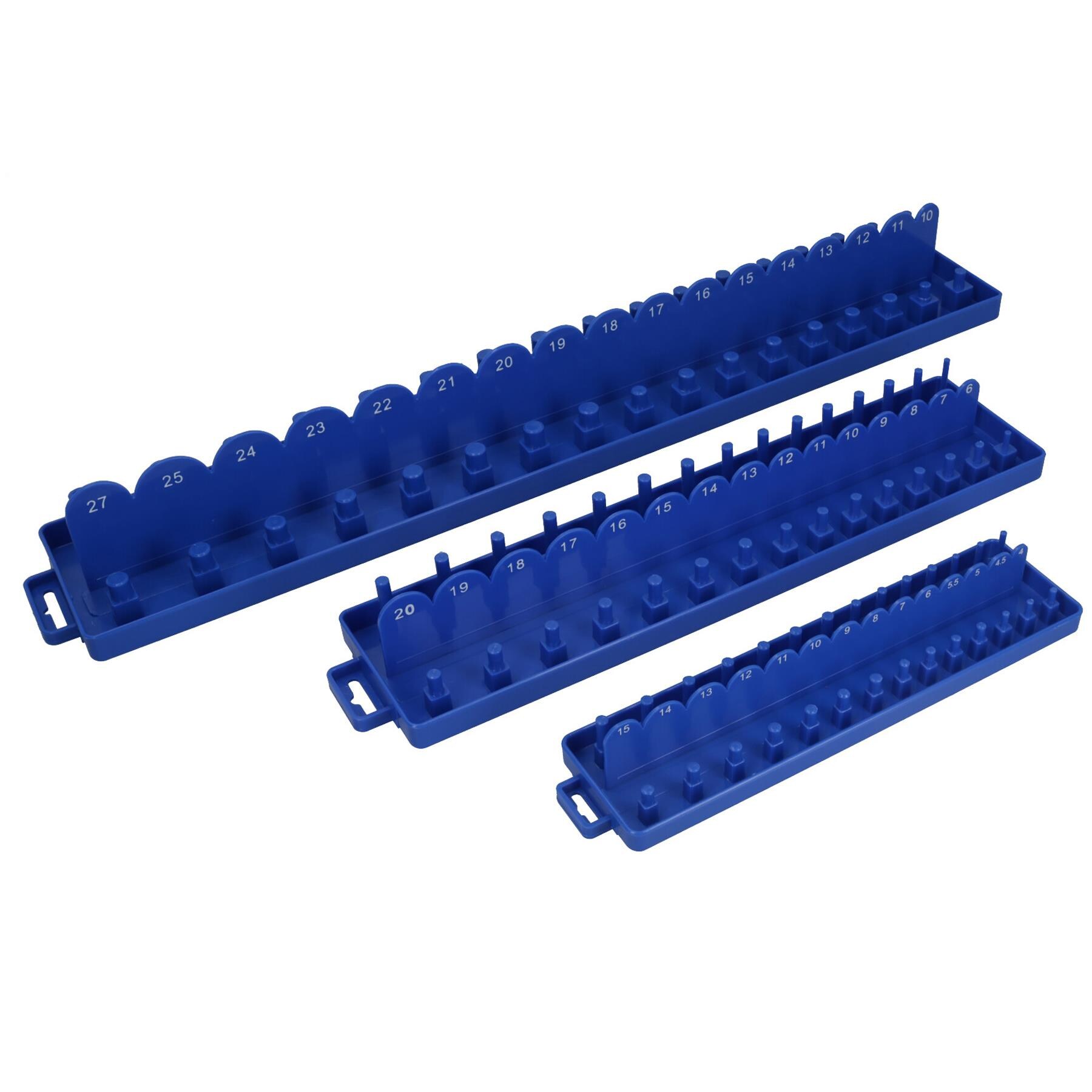 3pc ABS Plastic Socket Holder Tray Sets Metric 1/4" , 3/8" , 1/2" dr ...