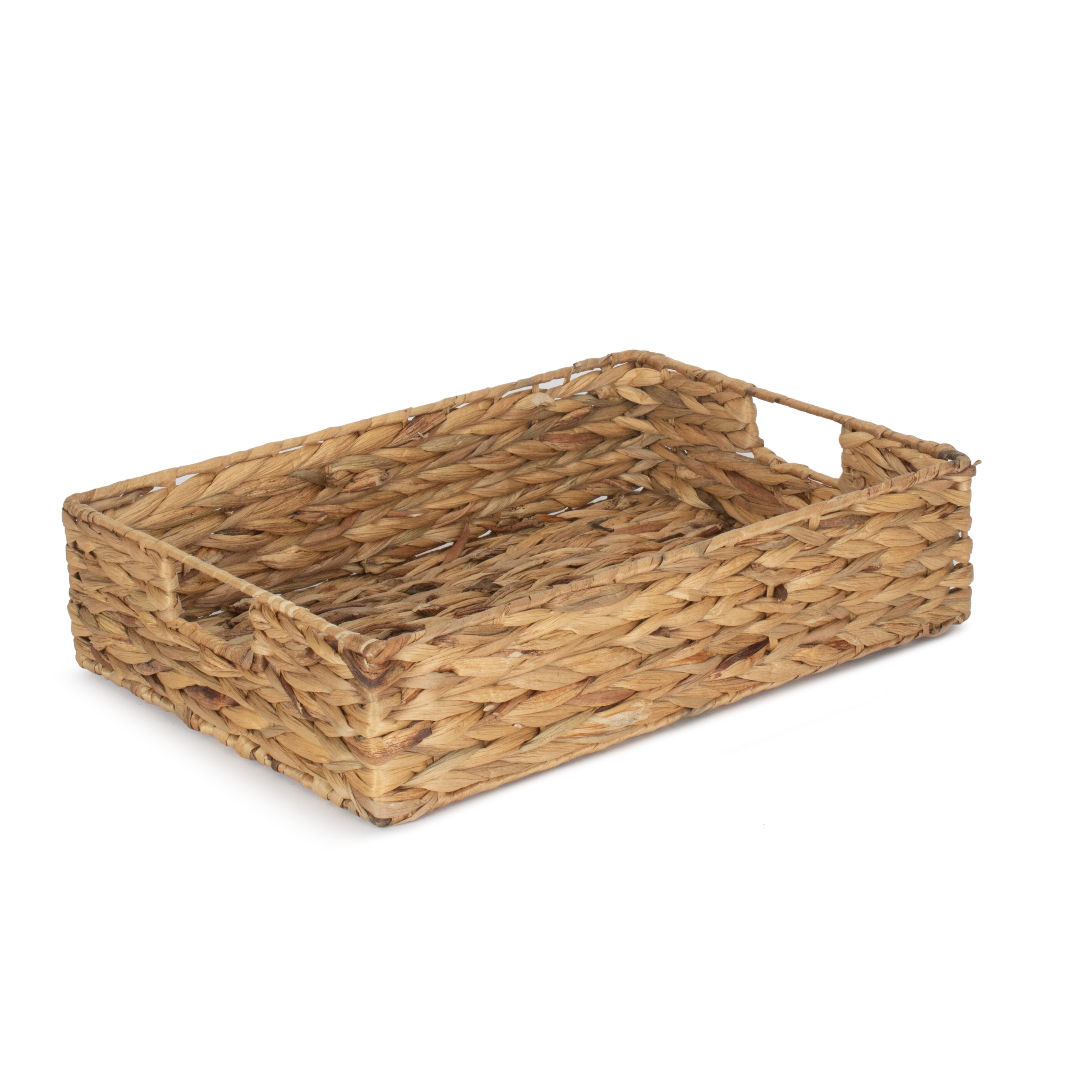 Medium Water Hyacinth Shallow Rectangular Storage Basket | Brown ...