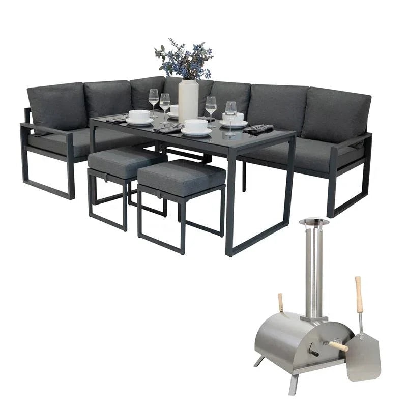 Table Top Pizza Oven & Aluminium Corner Sofa Set - Anthracite Grey ...