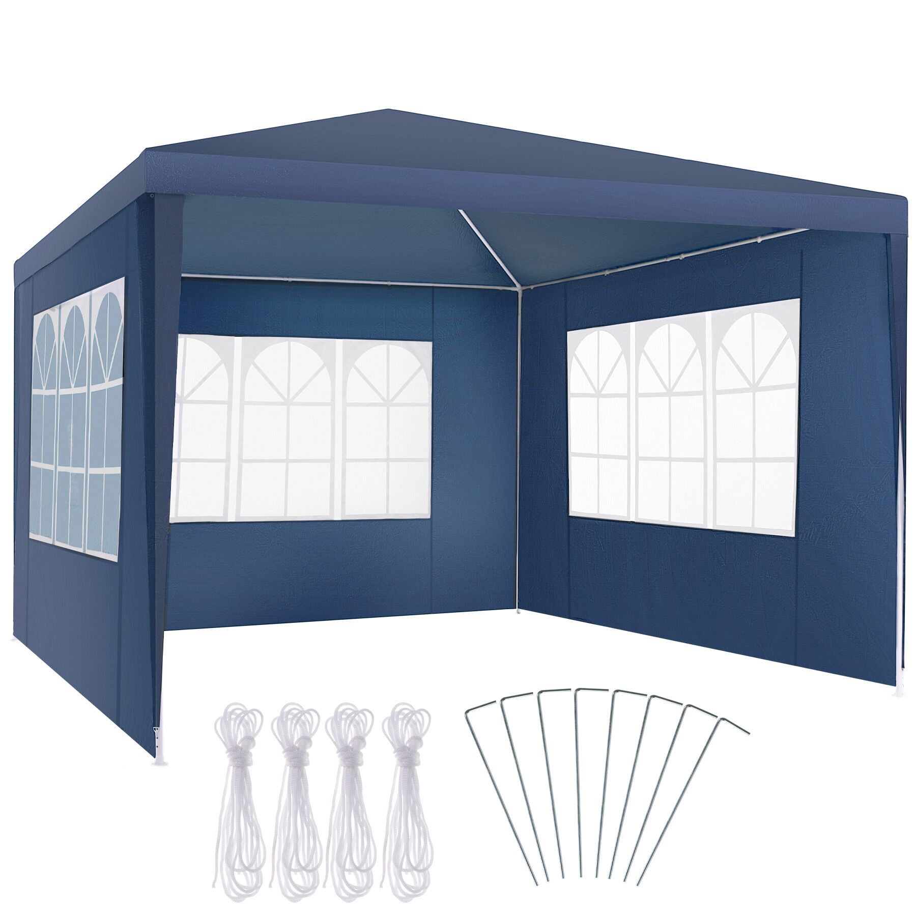 Gazebo Barinas with 3 side panels, water-resistant, 3x3m | Blue | blue ...