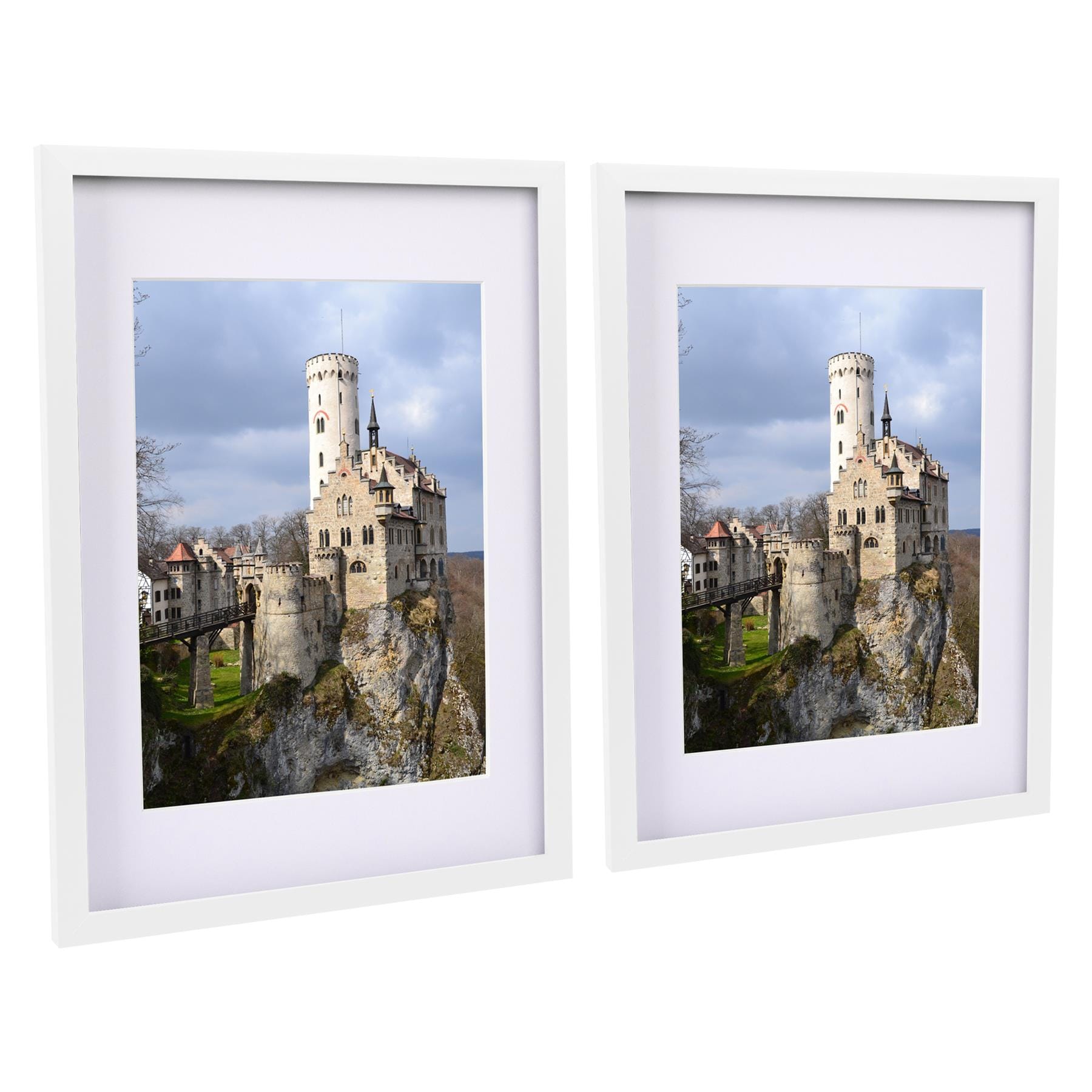 Nicola Spring 2x Photo Frames with White A4 Mount - A3 (12" x 17 ...