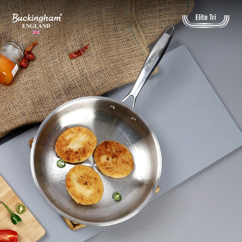 Buckingham Elite Tri Stainless Steel Frying Pan 20 cm | Orange | 20 cm ...
