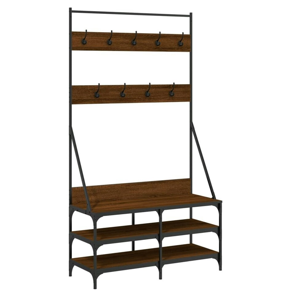 Clothes rack with Shoe Storage Brown Oak 100x40x184 cm - Tesco Groceries