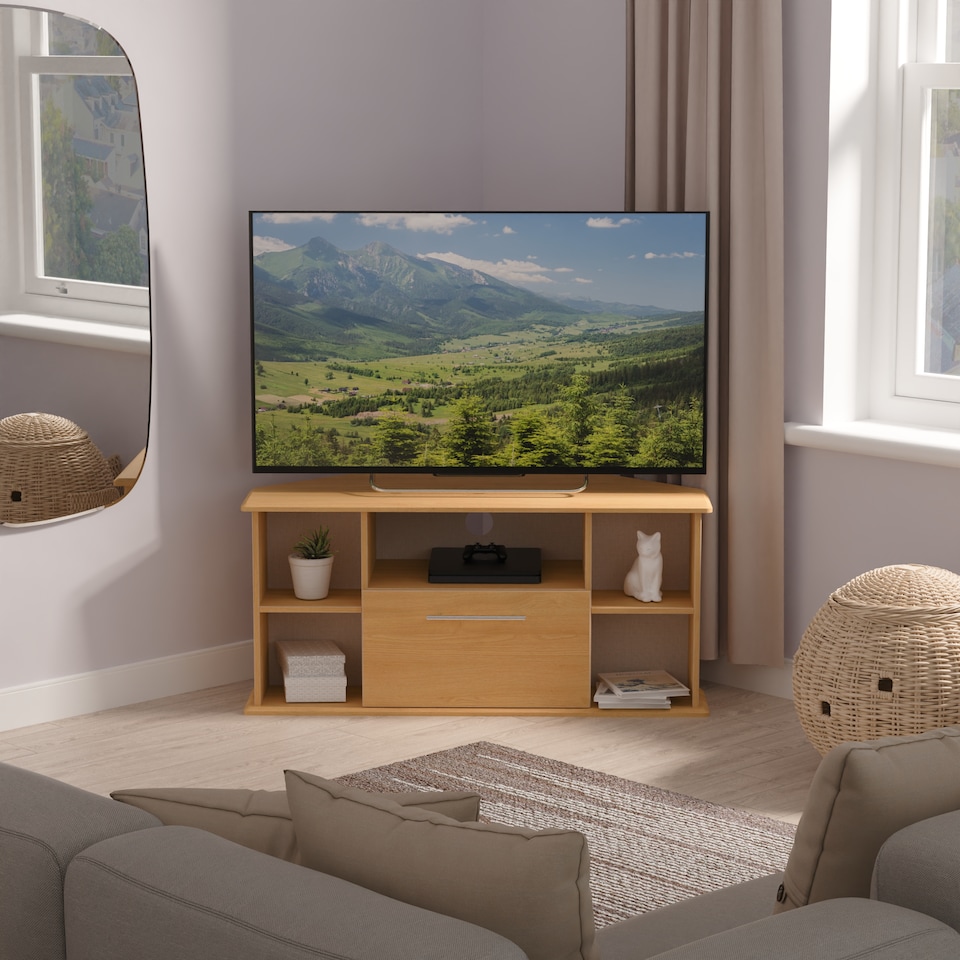 Carlton Corner TV Stand in Modern Oak (Ready Assembled) | Brown ...