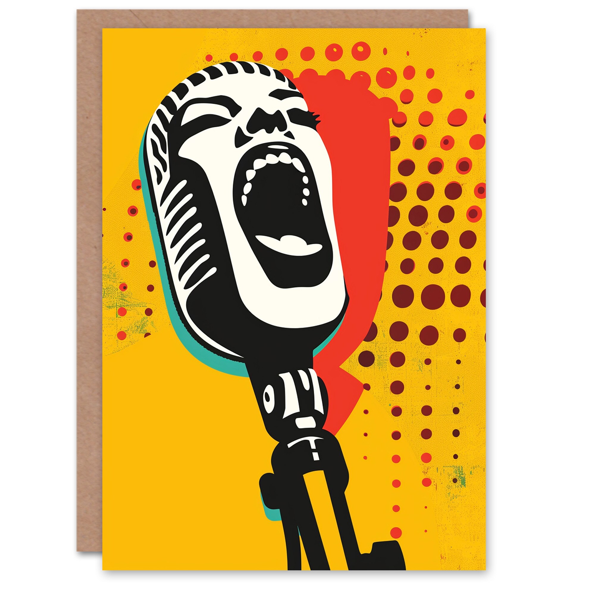 Singer Microphone Karaoke Party Graphic Pop Art Birthday Card - Tesco ...